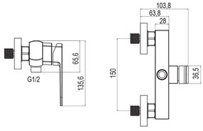 Mereo Mada sprchová nástěnná baterie 150 mm bez příslušenství mosaz chrom CBQ60103M