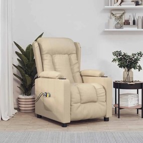Elektrické masážní křeslo krémové textil 3098798
