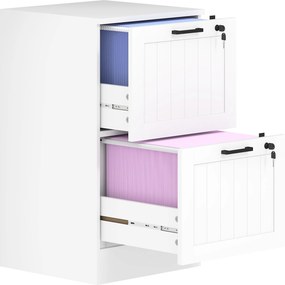 HOMCOM Kancelářský Zásuvkový Souborový Skříň s 2 Zásuvkami a Zámky na Závěsné Katalogy pro A4 a Letter 40x40x71 cm Bílá | Aosom