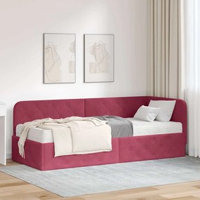 Rohový rám postele Víno Červené 80 x 200 cm samet 3394066
