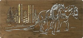 Li-Go "Koně v lese" světelný obraz s baterií 110x50cm varianta ovládání: manuál/pohybové čidlo, provedení povrchu: dub