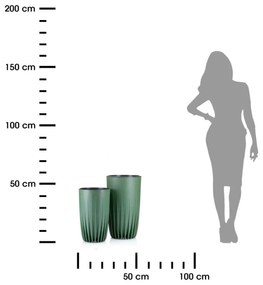 Sada 2 květináčů STRIPPED ECO zelená