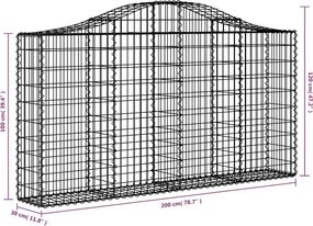Klenuté gabionové koše 12ks 200x30x100/120cm pozinkované železo 3145440