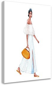 Gario Obraz na plátně Elegantní žena v bílých šatech - Gisele Oliveira Fraga Baretta Rozměry: 40 x 60 cm