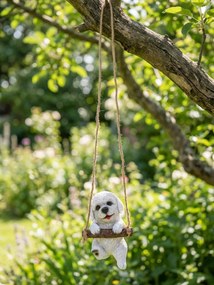 Sinsay - Závěsná zahradní dekorace – pejsek na houpačce - bílá