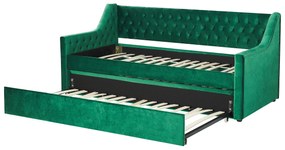 Rozkládací sametová postel 9 x 200 cm zelená MONTARGIS Beliani