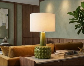 Bílá/zelená keramická stolní lampa s textilním stínidlem (výška 51,5 cm) Gress – Mauro Ferretti