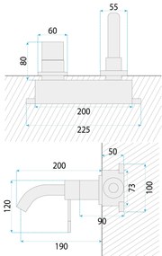 Podomítková umyvadlová baterie REA LUNGO DIAMOND BOX systém zlatá