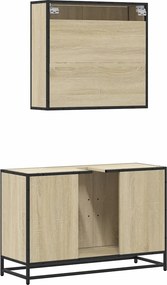2dílný set koupelnového nábytku dub sonoma kompozitní dřevo 3300891