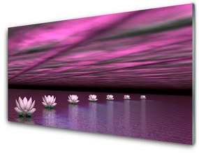 Obraz na skle Květiny Voda Rostlina Příroda 125x50 cm