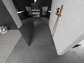 Mexen Kioto, sprchová zástěna Walk-In 100 x 200 cm, 8mm sklo vzor zrcadlo, měděný matný profil, 800-100-002-65-50