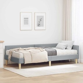 Rohový rám postele s matrací Jiný 2 ks Světle šedá textil 3393677