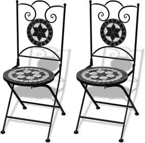 3dílný bistro set mozaikový keramický černý a bílý 271772