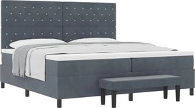 Postel s boxspringem s matrací Tmavě šedá 200 x 200 cm samet 3344469