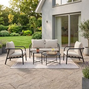 Béžový ocelový zahradní lounge set pro 4 Ostuni – Bizzotto
