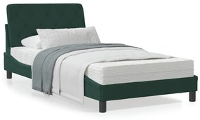 Rám postele s LED osvětlením tmavě zelený 100 x 200 cm samet
