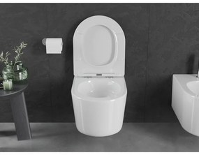 Mexen Sofia, závěsná WC mísa 490x360x355 mm, Rimless Tornádo + WC sedátko z duroplastu, bílá lesklá, 30540400T