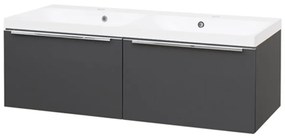 Mereo Mereo, Mailo, koupelnová skříňka s umyvadlem z litého mramoru 121 cm, bílá, dub, antracit, CN538M