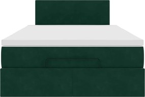 Osmanský rám postele s matrací tmavě zelená 120x200cm samet 3312545