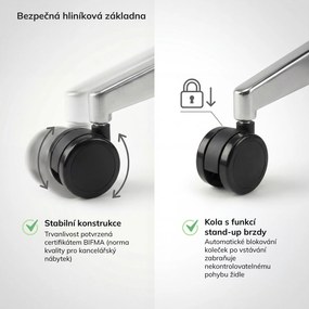 Ergonomická kancelářská židle šedá se síťovinou VECTOR