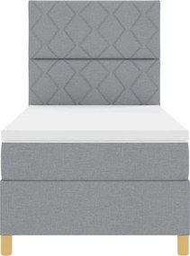 Postel s boxspringem s čelo Světle šedá 90 x 190 cm textil 3339658