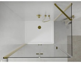 Mexen Lima sprchový kout 80x90cm, 6mm sklo, zlatý profil - čiré sklo + Slim sprchová vanička - 856-080-090-50-00-4010