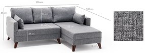 Hanah Home Třímístná pohovka BELLA šedá pravá 205 cm s taburetem 825BLC1504
