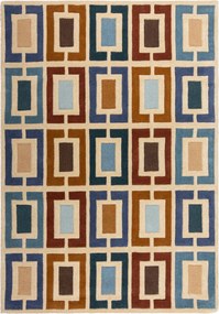 Ručne všívaný kusový koberec Illusion Retro Blocks Blue/Multi, 120x170, viacfarebná, obývacia izba, Flair Rugs