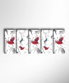 Malvis ® Obraz Jarní ptáčci ROZMĚR (šířka x výška): pětidílný obdélník 150x60 cm