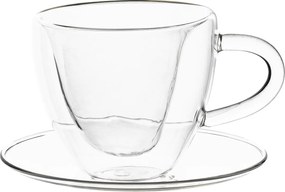 Termo sklenice, set 2 ks, šálek Heart s podšálky, ve tvaru srdce, 150 ml, HOTCOOL TYP 5