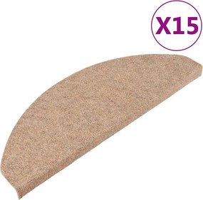 Samolepicí nášlapy na schody 15 ks 65x22,5x3,5 cm béžové 136394