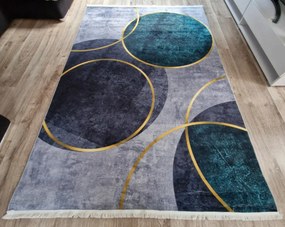HU Šedohnědý, námořnicky modrý, moderní koberec VELVET M388 Rozměr: 50x80 cm