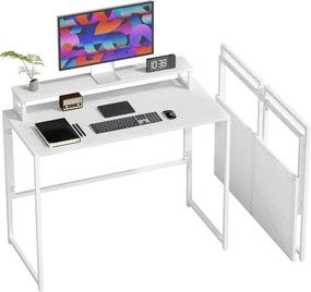 HOMCOM skládací psací stůl s podstavcem na monitor, ocelový rám, 100 x 48 x 87,5 cm, bílý | Aosom