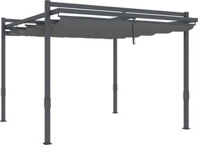 Outsunny Pergola Pavilon přibližně 3,5x3m Hliníkový Stabilní Zimní Ochrana před Sluncem s Nastavitelnou Posuvnou Střechou Volně stojící Zahradní Pavil