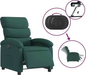 Elektrické polohovací křeslo tmavě zelené textil 3203960