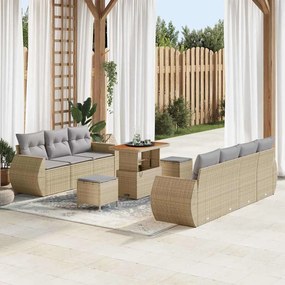 Sada zahradních pohovek s polštářem 10 pcs Béžová polyratan 3361842