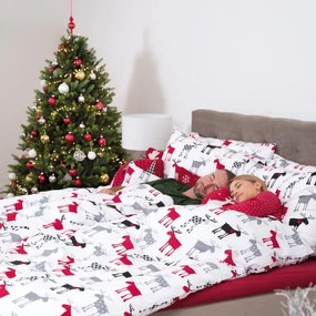 SCANquilt povlečení KLASIK sobi bíločervenošedá 140 x 200/70 x 90 cm