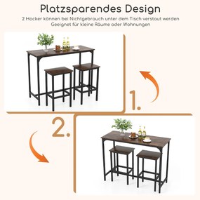 Costway 3 PCS. Jídelní stůl set s barovým stolem a amp; 2 taburety průmyslový