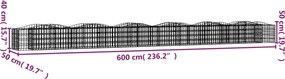 Klenutý gabion vyvýšený záhon 600x50x50 cm pozinkované železo 153544
