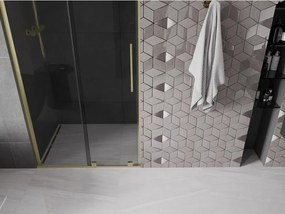 Mexen Velar L, posuvné sprchové dveře do otvoru 100 cm, 8mm šedé sklo, zlatá matná, 871-100-003-41-55