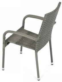 Zahradní židle stohovatelná šedý umělý ratan kov AZC-S2114 GREY