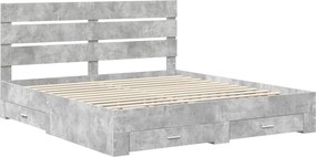 Rám postele s čelo Betonově šedá 200 x 200 cm Kompozitní dřevo 3411940
