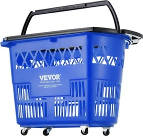 Plastový košík nákupního vozíku na kolečkách 6KS 39 L s rukojetí