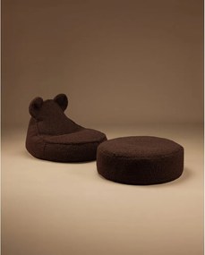 Tmavě hnědý dětský puf z textilie bouclé Warm Hazel – Wigiwama