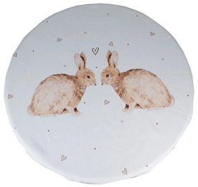 Bavlněný kulatý ubrus s motivem králíčků Bunnies in Love - Ø 170 cm