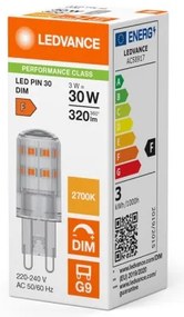 LED žárovka G9 LEDVANCE 3W (30W) teplá bílá (2700K) stmívatelná