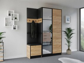 Šatní skříň EDEN 13 dub Craft zlatý + ekokůže černý Vzor 1