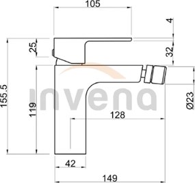 Invena Nyks, stojánková bidetová baterie, chrom lesklý, INV-BB-28-001-S