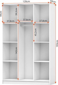 Šatní skříň SCOUT 120 - bílá (více variant)
