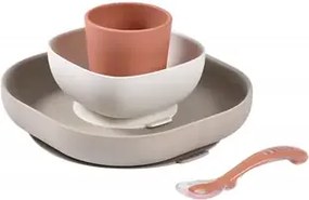 Beaba Jídelní sada silikonová 4-dílná Terracotta/Gazelle